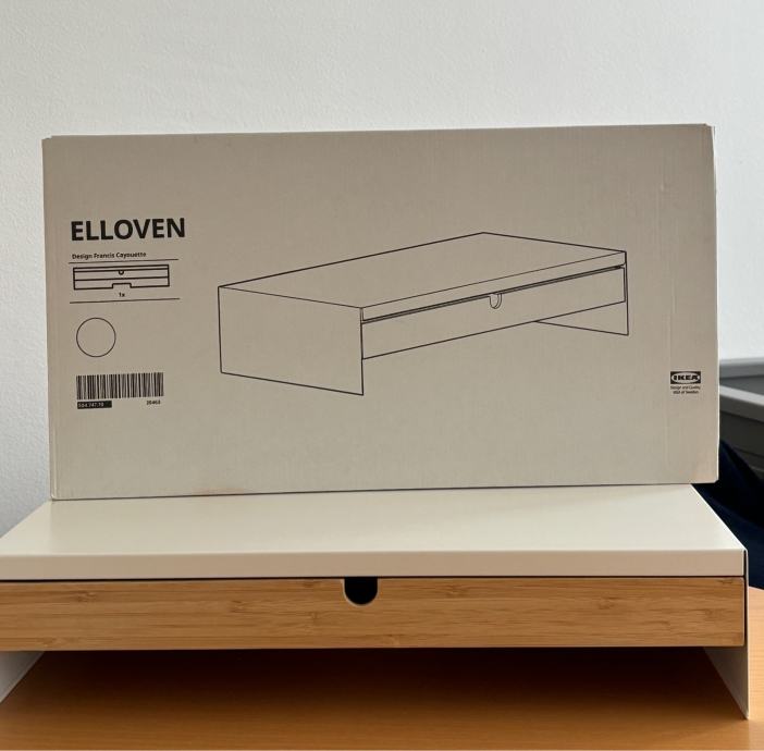 IKEA ELLOVEN Stalak za monitor s ladicom, bijela