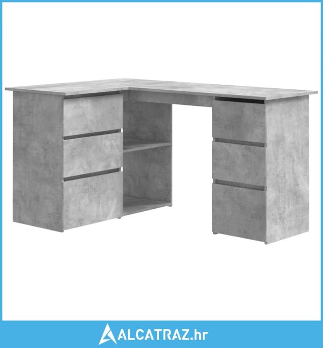 Kutni radni stol boja betona 145x100x76 cm konstruirano drvo - NOVO
