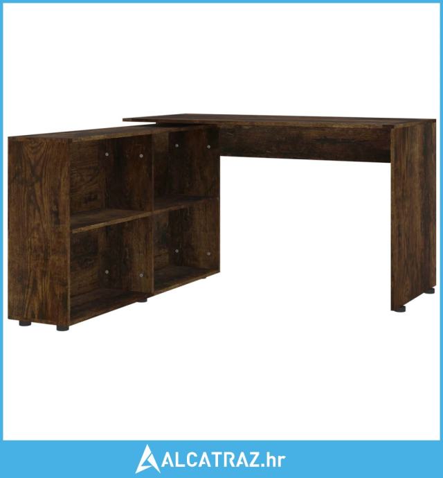 Kutni radni stol dimljeni hrast konstruirano drvo - NOVO