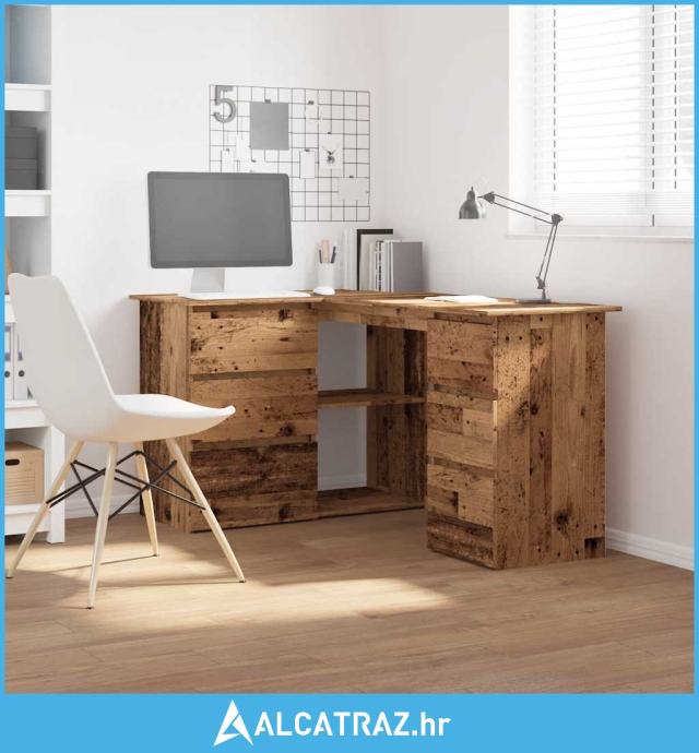 Kutni radni stol staro drvo 145x100x76 cm konstruirano drvo - NOVO