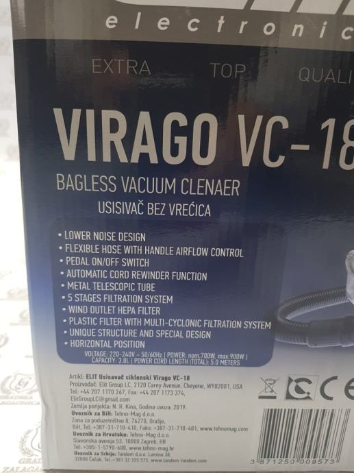 Elit usisavač Virago VC-18- NOVO