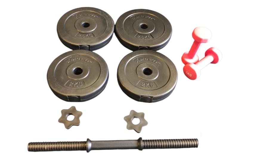 PLOČNI PLASTIČNI UTEZI I ŠIPKA MOVIT + BUČICE / R1, RATE!