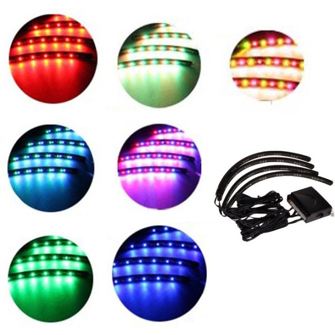 LED NEON TRAKE X4, 7BOJA U SETU, DALJINSKI + MODUL