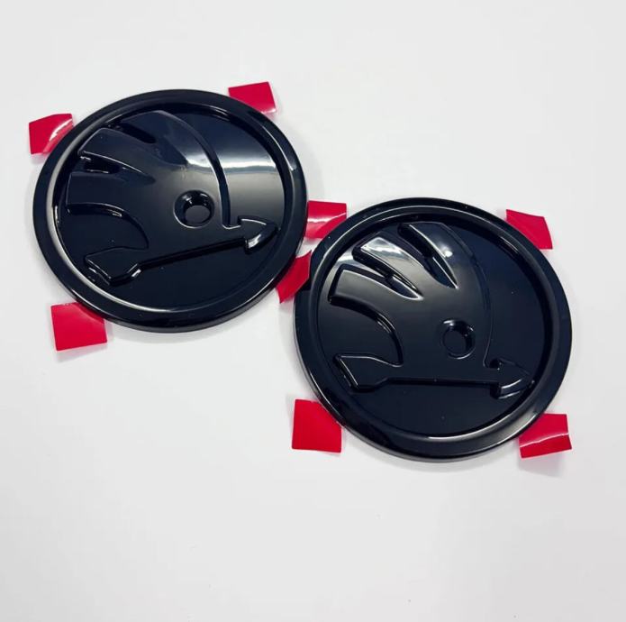 ŠKODA Emblem Logo – 80 / 90 / 100 mm – Prednji / Stražnji – Crni (Blac