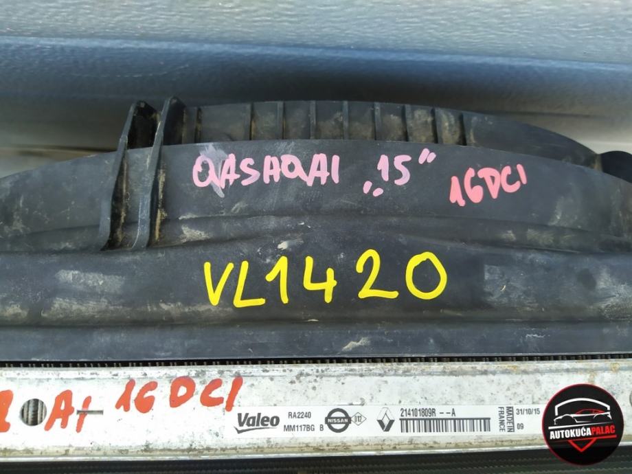 Hladnjak vode Nissan QASHQAI 14- 214101809R VL1420 + KLIME 921009251R