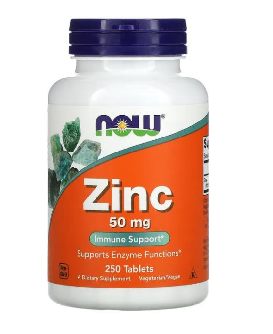 Cink (Zinc), 50 mg, 250 Tableta (NOW Foods)