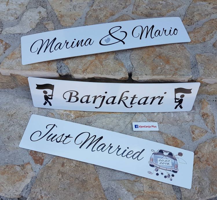 ♥ TABLICA za AUTO ♥ za VJENČANJE ♥ BARJAKTAR