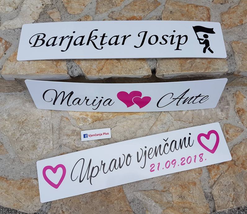 ♥ TABLICA za AUTO ♥ za VJENČANJE ♥ BARJAKTAR