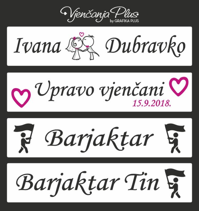 ♥ TABLICA za AUTO ♥ za VJENČANJE ♥ BARJAKTAR