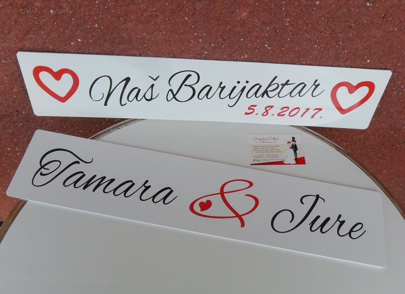 ♥ TABLICA za AUTO ♥ za VJENČANJE ♥ BARJAKTAR