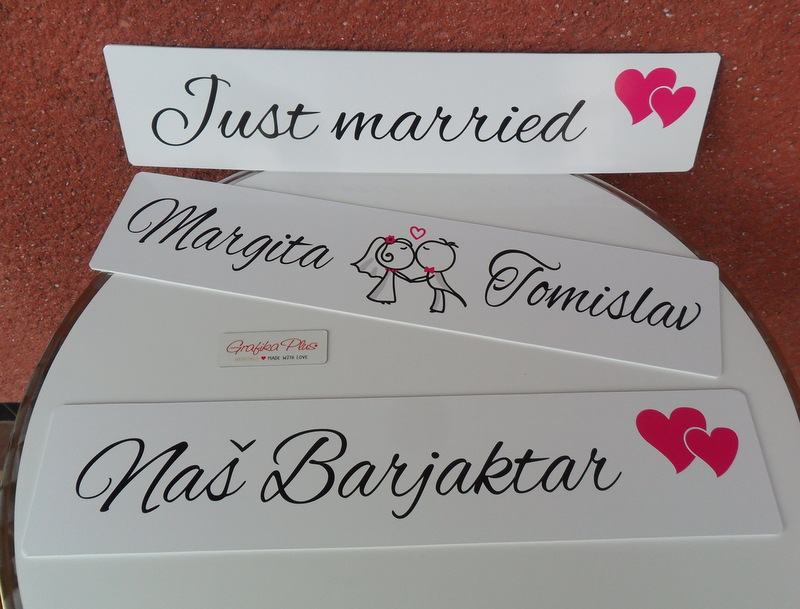 ♥ TABLICA za AUTO ♥ za VJENČANJE ♥ BARJAKTAR