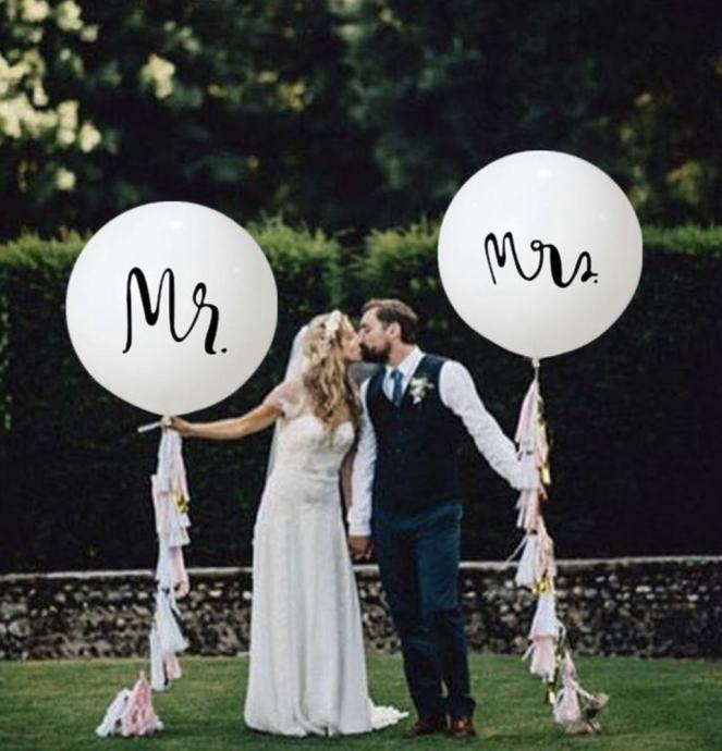 Veliki baloni Mr + Mrs za dekoraciju vjenčanja/fotografiranje mladenac