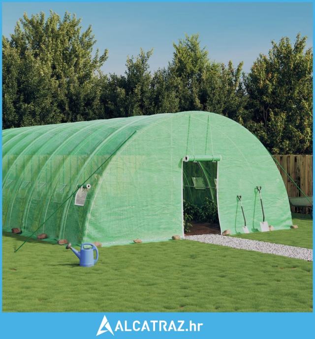 Plastenik s čeličnim okvirom zeleni 36 m² 6 x 6 x 2,85 m - NOVO