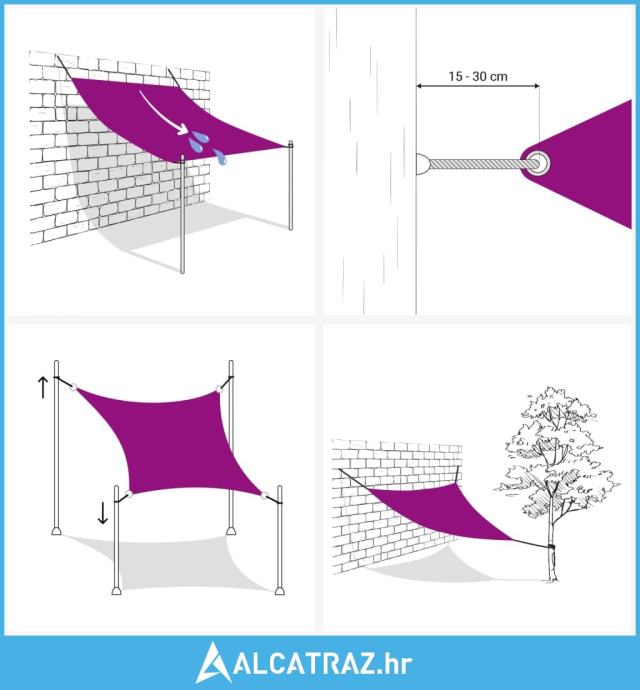 Jedro za zaštitu od sunca 160 g/m² antracit 6 x 6 m HDPE - NOVO