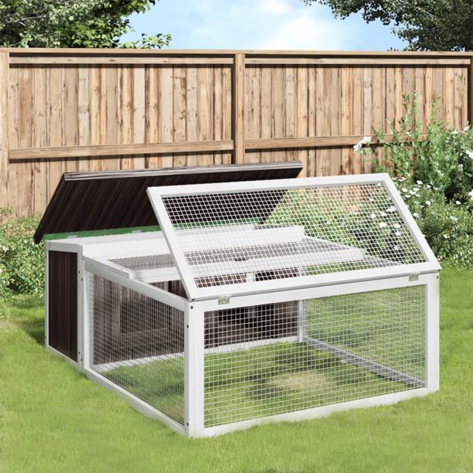 Kavez za zečeve sivi 117,5 x 97 x 47,5 cm od masivne borovine - NOVO
