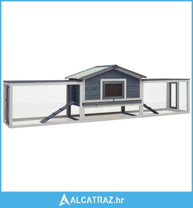 Kavez za zečeve sivi 303x60x86 cm masivna borovina i jelovina - NOVO