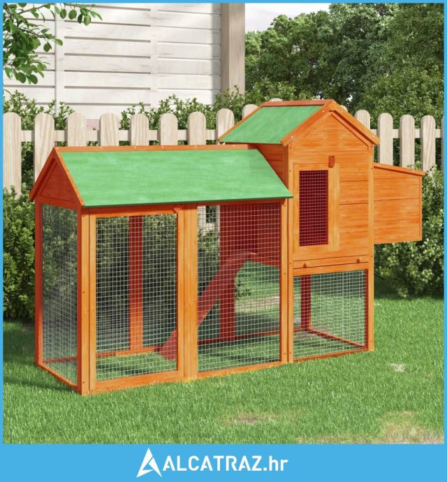 Kokošinjac smeđi 193 x 65 x 117 cm od masivne borovine - NOVO