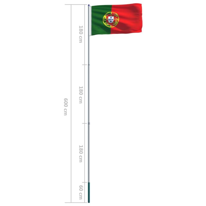 Portugalska zastava s aluminijskim stupom 6 m - NOVO