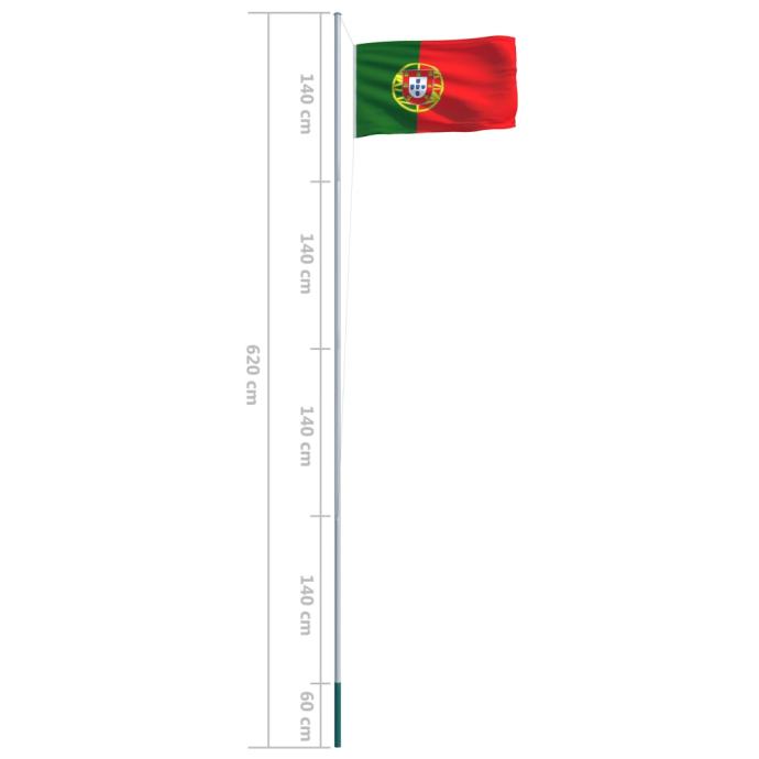 Portugalska zastava s aluminijskim stupom 6,2 m - NOVO