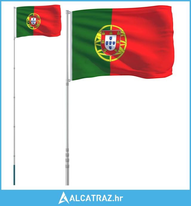 Portugalska zastava i jarbol 5,55 m aluminijski - NOVO