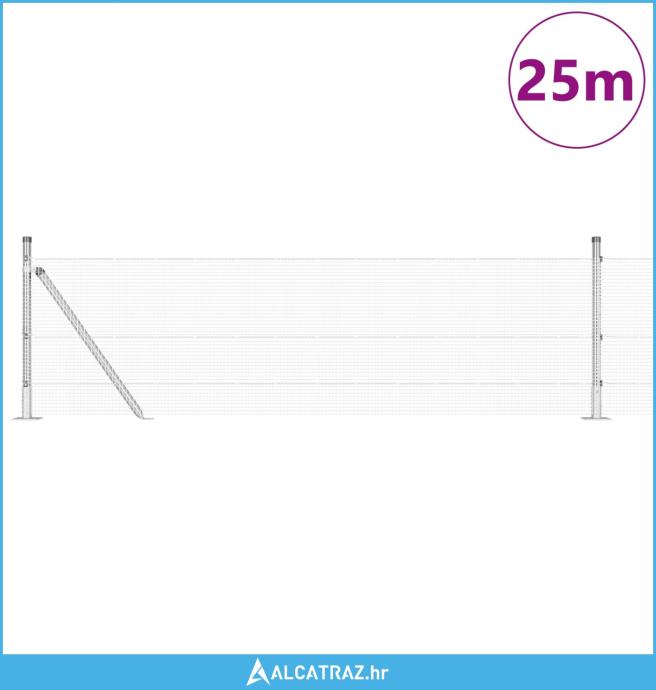 set stupova ograde Set od 2 Siva Čelik obložen prahom 25 x 0.5 m - NOV