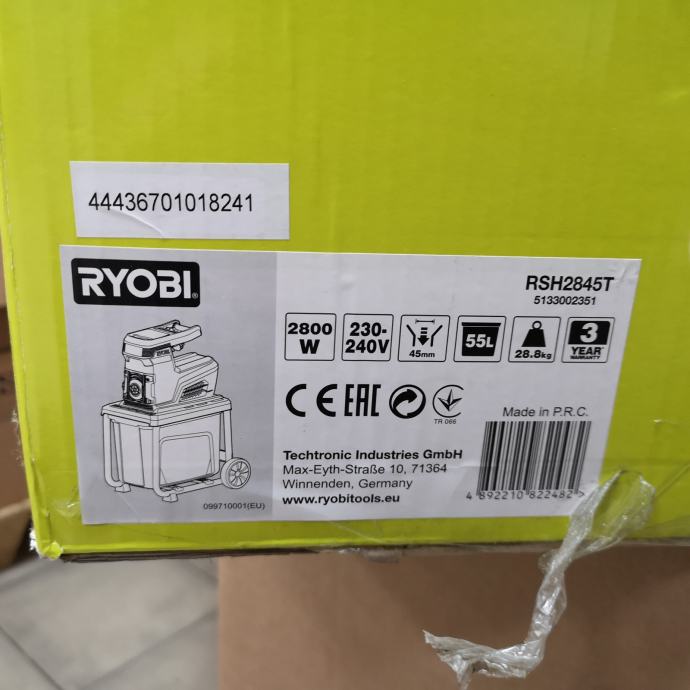 Drobilica za granje Ryobi RSH2845T, električna 2800w, nekorištena