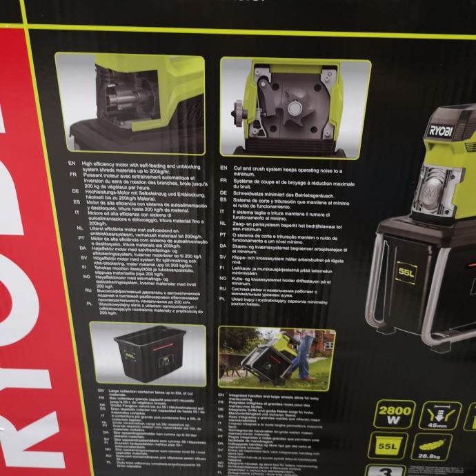 Drobilica za granje Ryobi RSH2845T, električna 2800w, nekorištena