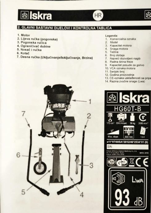 Iskra benzinska kopačica HG60T-B