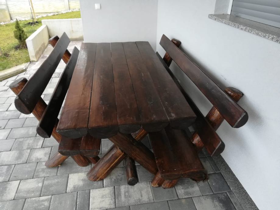 Drveni stol i dvije klupe ....povoljno