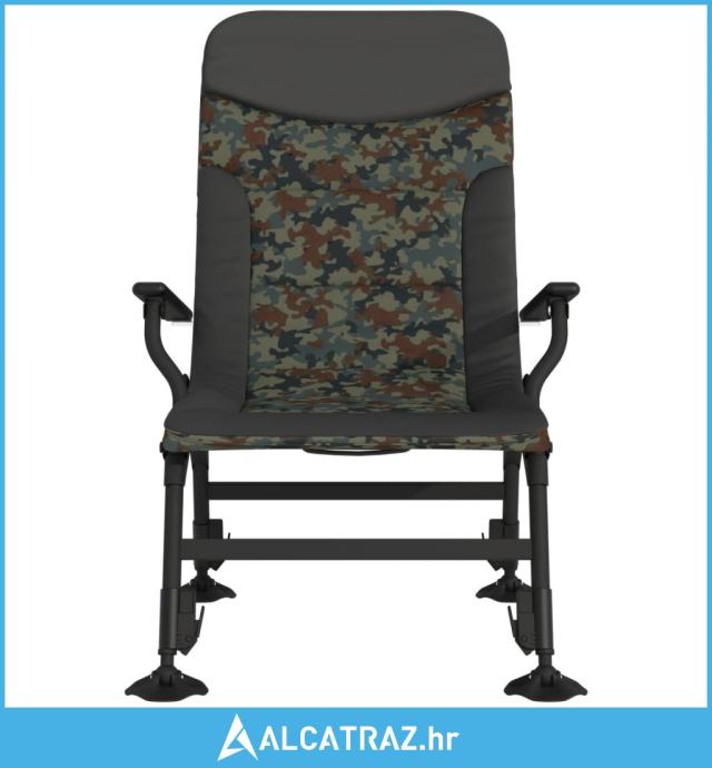 Ribička stolica s naslonima za ruke sklopiva kamuflažna - NOVO