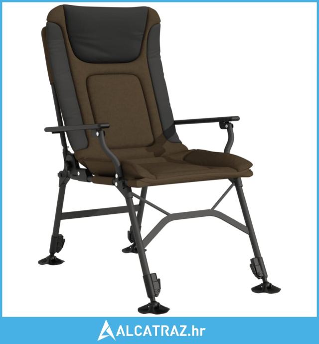 Ribička stolica s naslonima za ruke sklopiva smeđesiva - NOVO