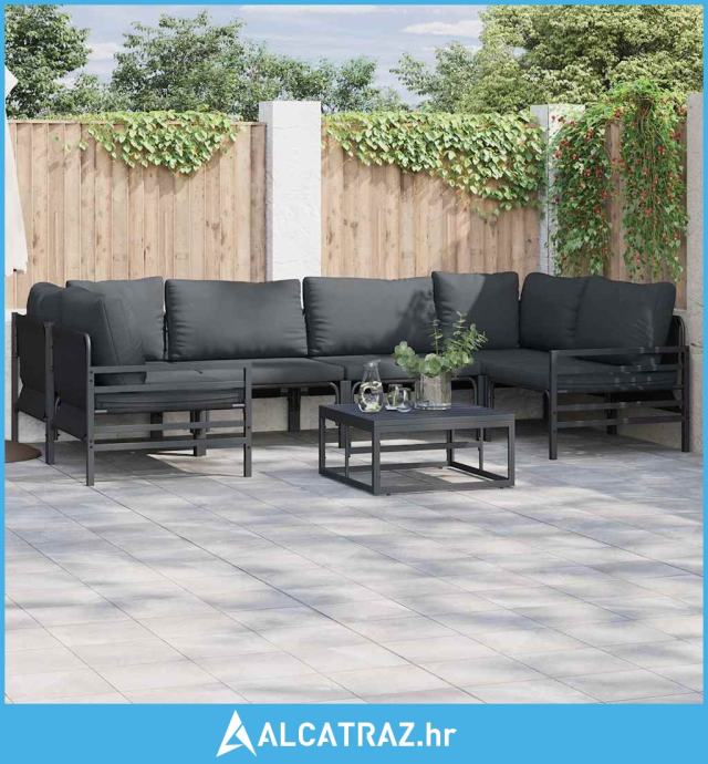 Sjedeća garnitura za vrt 6 pcs Antracitno siva Čelik - NOVO