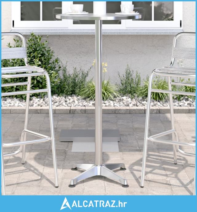 Vanjski barski stol podesive visine Ø 59,5x70/114,5 cm aluminij - NOVO
