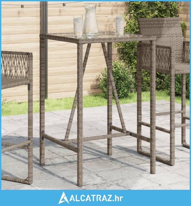Vanjski barski stol sivi 70 x 70 x 110 cm od poliratana - NOVO