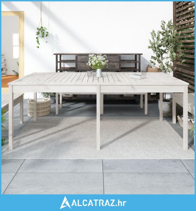 Vrtni stol bijeli 203,5x100x76 cm od masivne borovine - NOVO