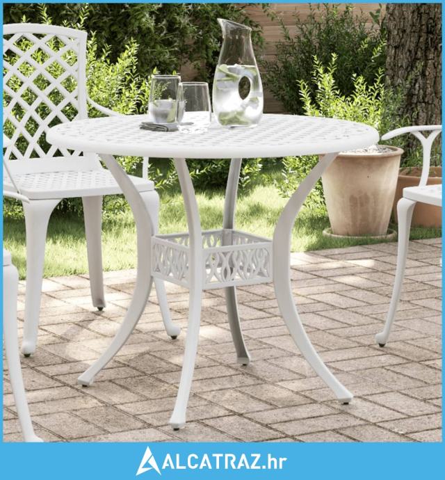 Vrtni stol bijeli Ø90x75 cm od lijevanog aluminija - NOVO