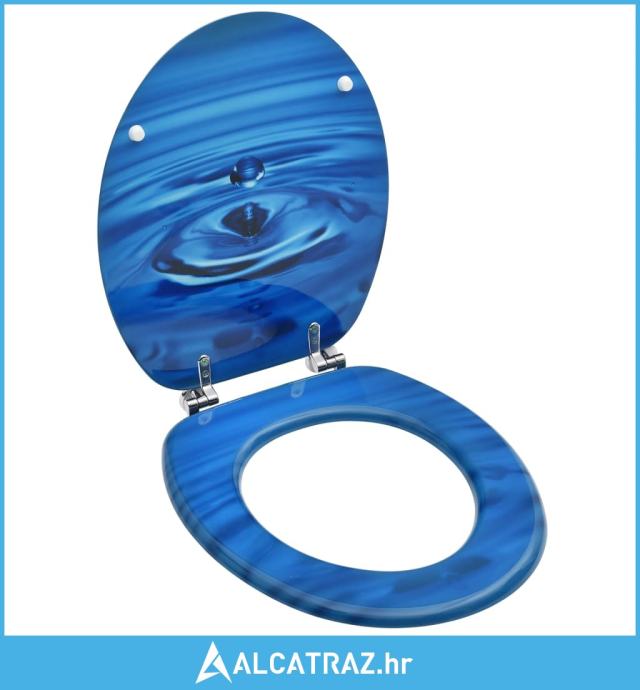 Toaletna daska s poklopcem MDF plava s uzorkom kapi vode - NOVO