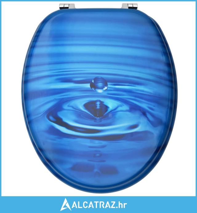 Toaletna daska s poklopcem MDF plava s uzorkom kapi vode - NOVO