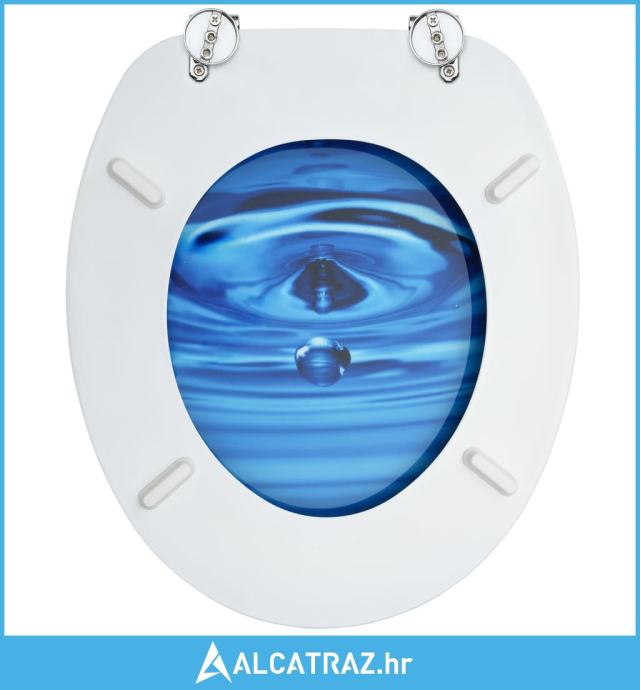 Toaletna daska s poklopcem MDF plava s uzorkom kapi vode - NOVO