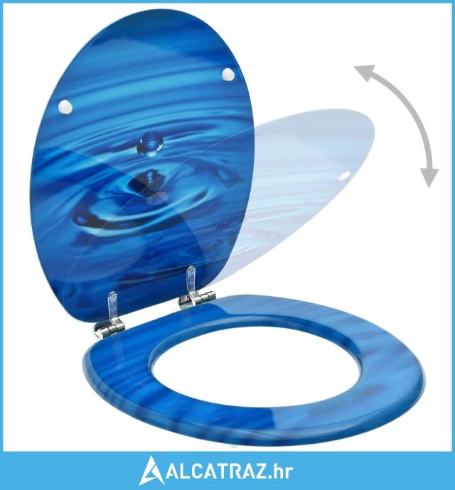 Toaletne daske s poklopcem 2 kom MDF plave s uzorkom kapi vode - NOVO
