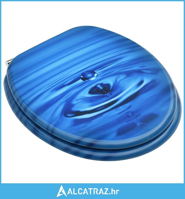 Toaletne daske s poklopcem 2 kom MDF plave s uzorkom kapi vode - NOVO