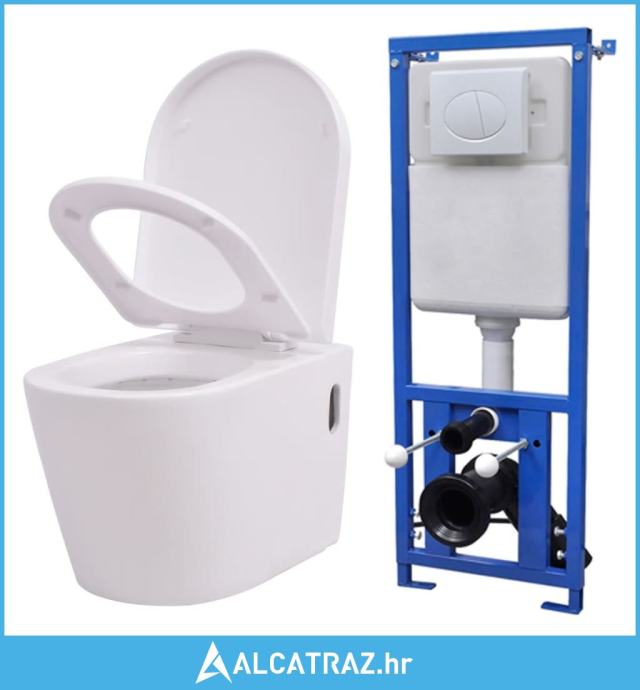 Zidna toaletna školjka s ugradbenim vodokotlićem keramička bijela - NO