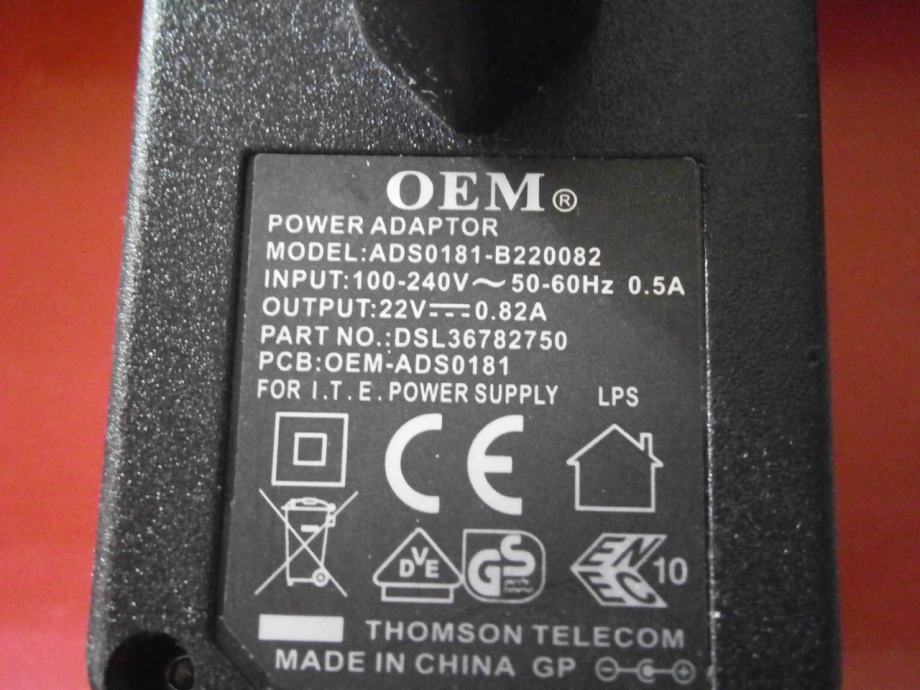 Adapter ispravljač 22V 818mA za router Thomson TG782 wireless modem