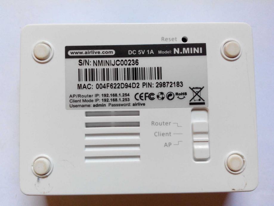 AIRLIVE N.MINI, access point / client / router malih dimenzija