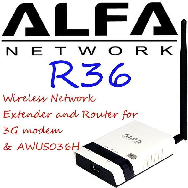 ALFA R36 Router + Alfa Wireless-N 802.11n WiFi USB AWUS036NH