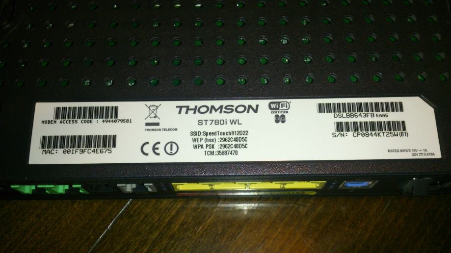 Router Thomson Speedtouch ST780I WL