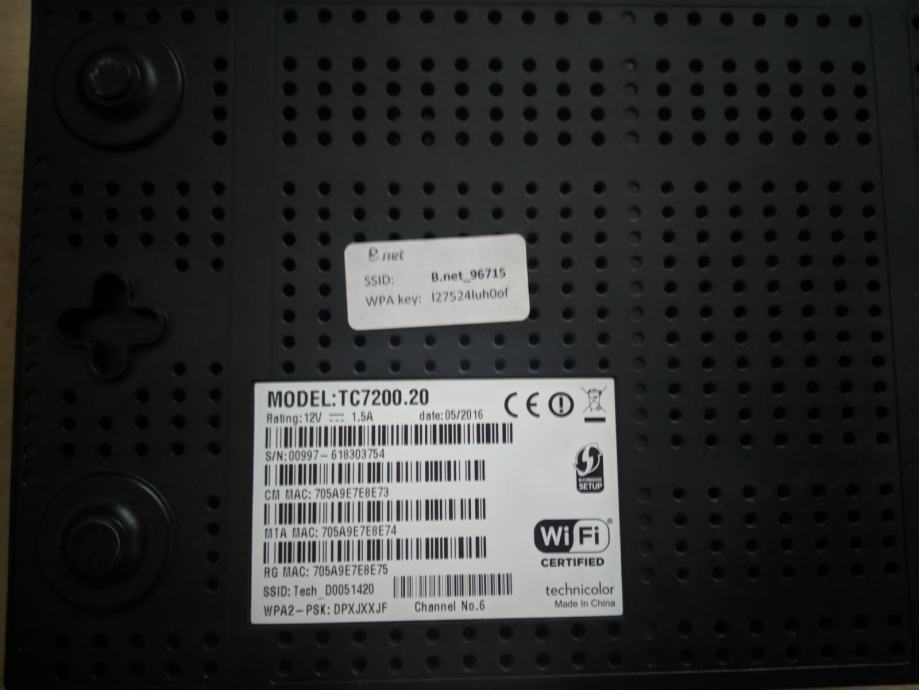 Technicolor TC7200.20 wireless router 4x 1000 Mbit LAN router