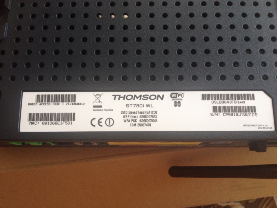 Thomson SpeedTouch ST780i WL wireless ADSL router (T-com), NOV, Pula