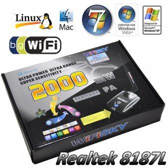 WIFISKY 2000mW USB WIFI ADAPTER S ANTENOM 6db, čip Realtek 8187L