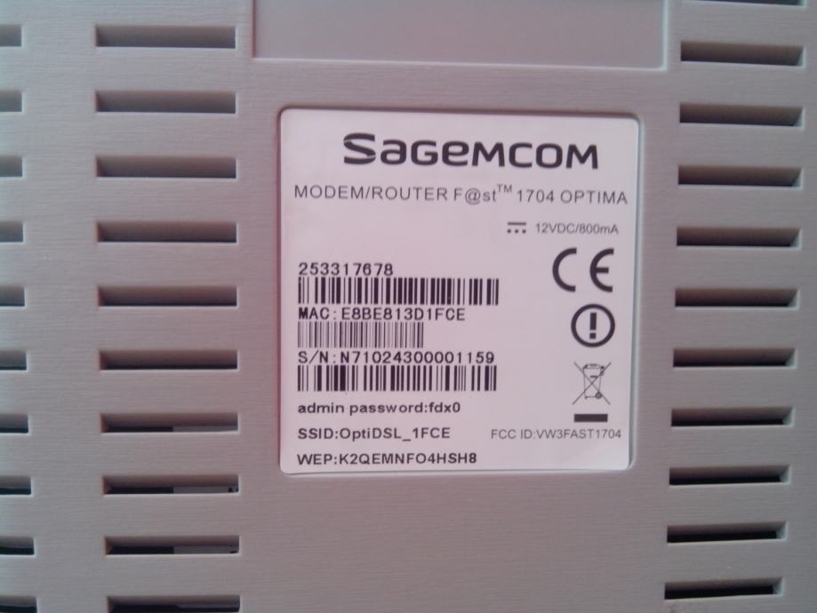 Wireless modem/router Sagem 1704 Optima